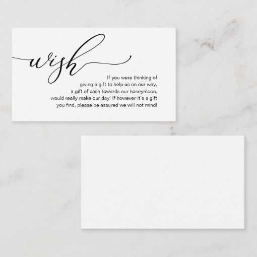 Elegant Romantic, Honeymoon Wish, Money Cash Enclosure Card | Zazzle