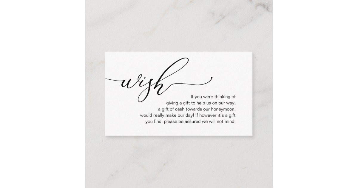 Elegant Romantic, Honeymoon Wish, Money Cash Enclosure Card | Zazzle