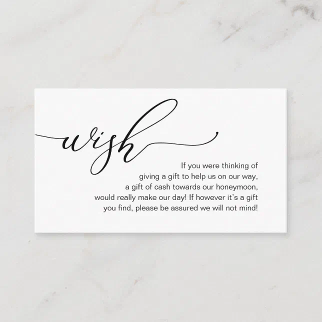 Elegant Romantic, Honeymoon Wish, Money Cash Enclosure Card | Zazzle