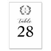 Elegant Romantic Laurel Monogram Wedding Table Number | Zazzle