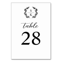 Elegant Romantic Laurel Monogram Wedding Table Number | Zazzle