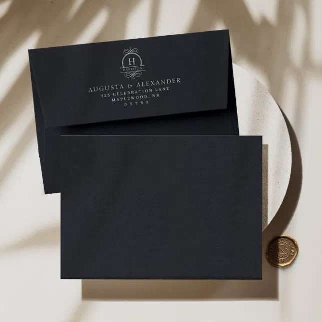 Elegant Romantic Monogram Classy Wedding Envelope | Zazzle