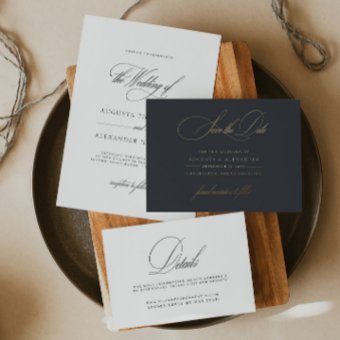 Elegant Romantic Monogram Classy Wedding Invitation | Zazzle