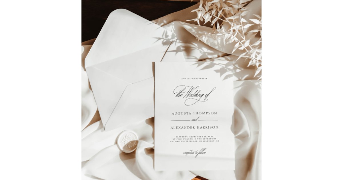 Elegant Romantic Monogram Classy Wedding Invitation | Zazzle