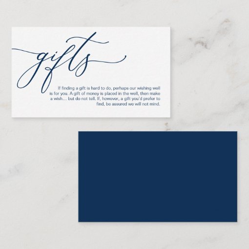 Elegant Romantic, Navy Blue, A note on gifts Enclosure Card | Zazzle