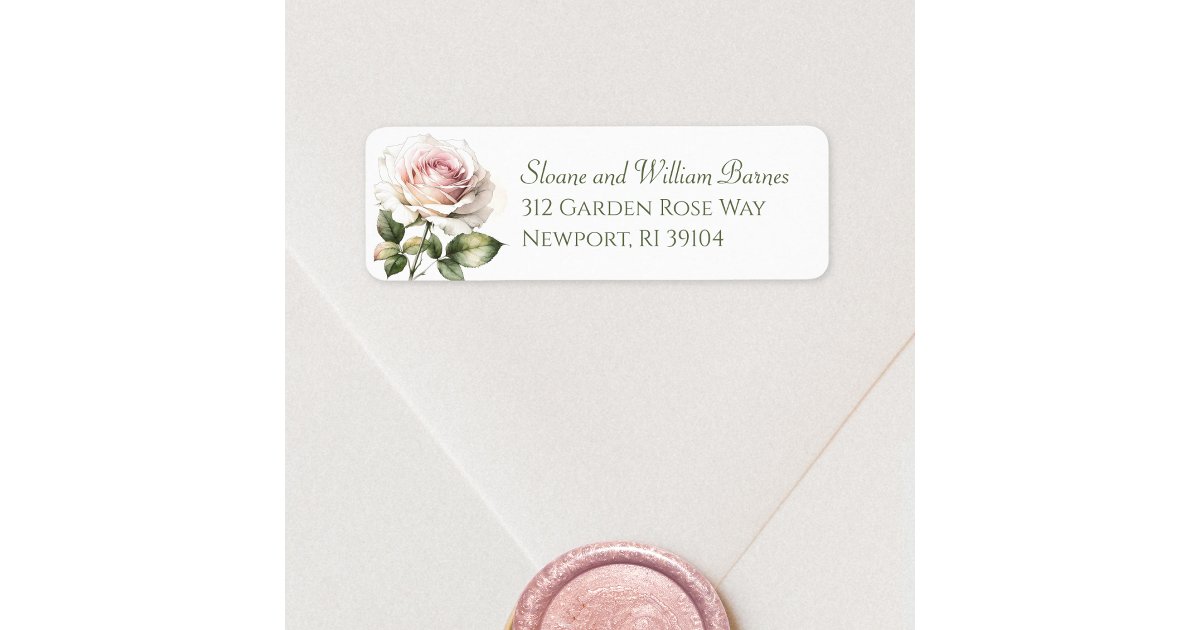 Elegant Romantic Pale Pink Rose Return Address Label | Zazzle