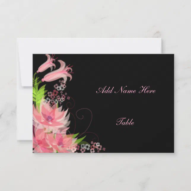 Elegant Romantic Pink Floral Table Place Card | Zazzle
