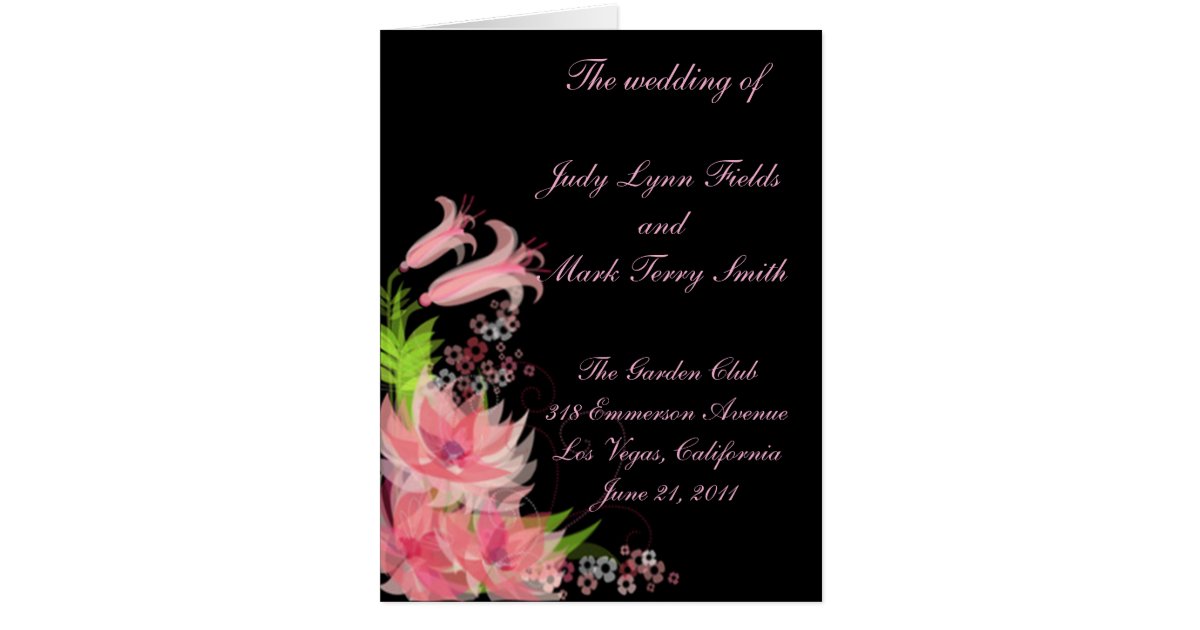 Elegant Romantic Pink Floral Wedding Program Card | Zazzle