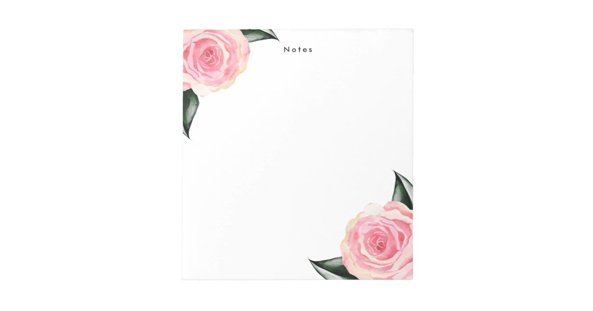 Elegant Romantic Pink Watercolor Flowers Notepad | Zazzle