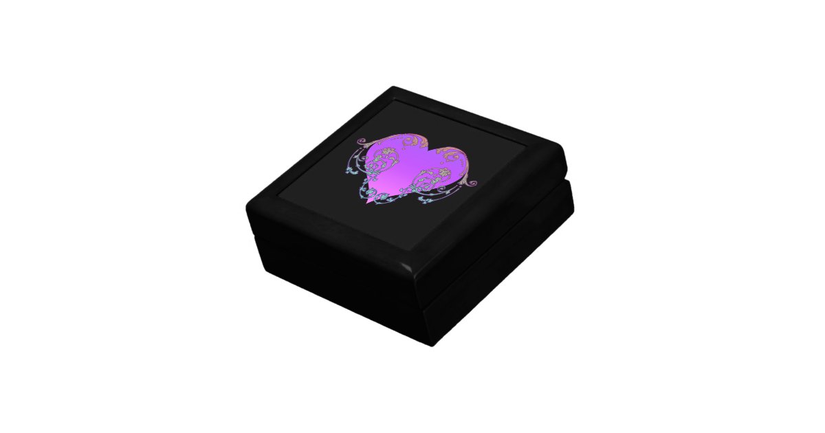Elegant, Romantic Purple Heart with Flourish Gift Box | Zazzle