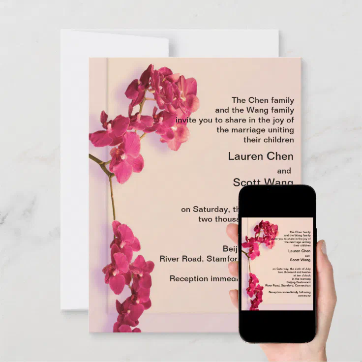 Elegant Romantic Red Orchids Wedding Invites | Zazzle