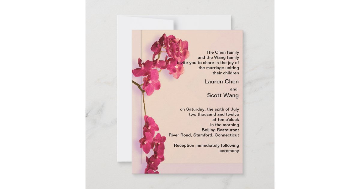 Elegant Romantic Red Orchids Wedding Invites | Zazzle