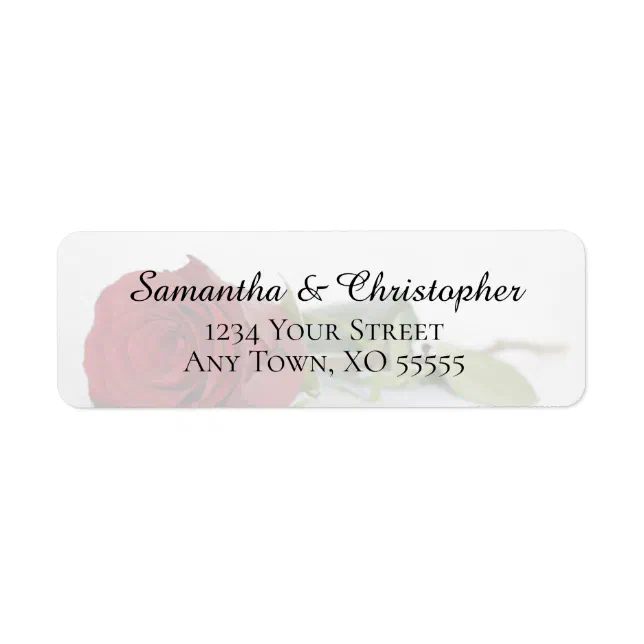 Elegant Romantic Red Rose Wedding Return Address Label | Zazzle