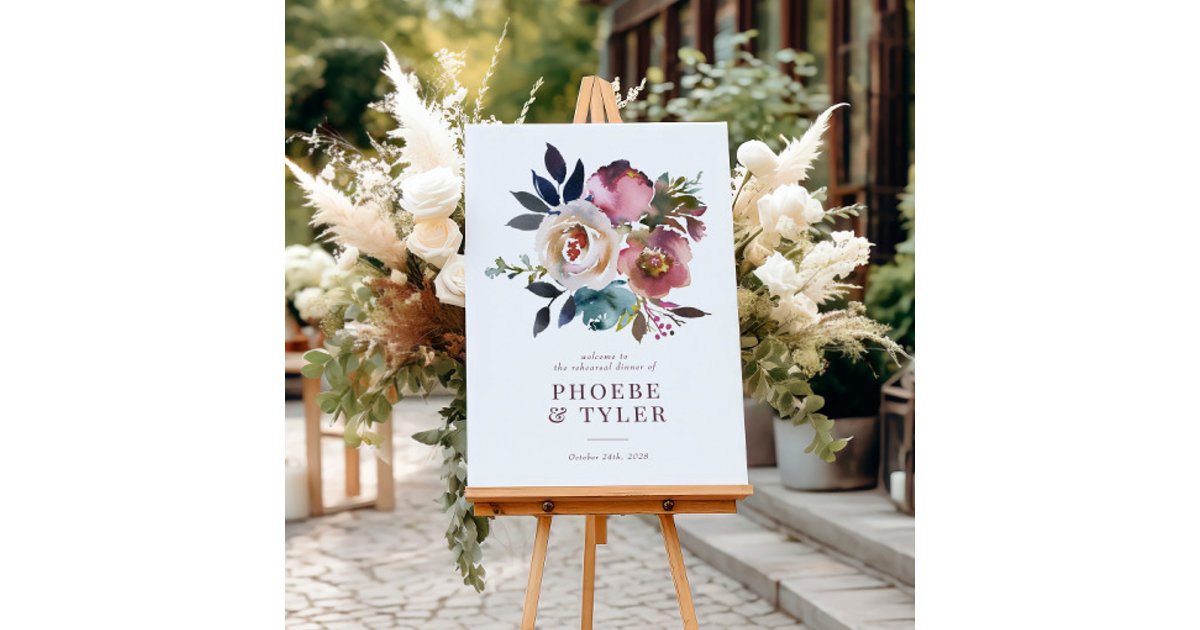 Elegant Romantic Rose Rehearsal Dinner Sign | Zazzle