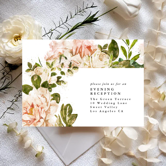 Elegant Romantic Rose Wedding Reception Card | Zazzle