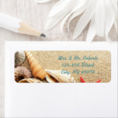 elegant romantic sand seashells beach wedding label | Zazzle