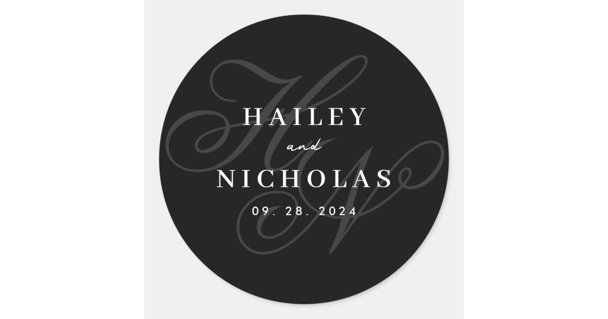 Elegant Romantic Script Monogram Wedding Sticker | Zazzle