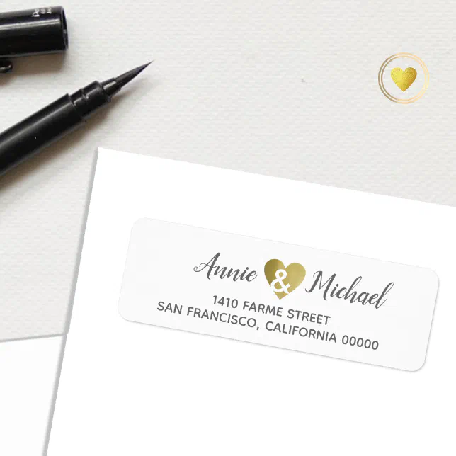 Elegant romantic wedding bride groom address label | Zazzle