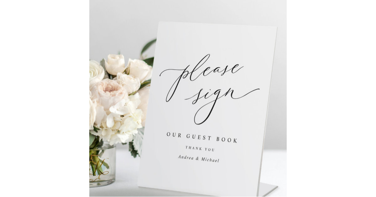Elegant Romantic Wedding Guest Book Table Sign | Zazzle