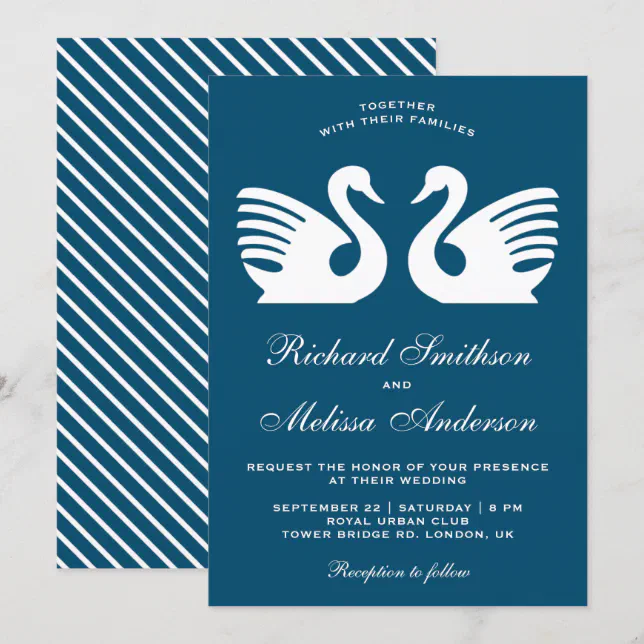Elegant Romantic White Swans Wedding Invitation | Zazzle