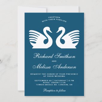 Elegant Romantic White Swans Wedding Invitation | Zazzle