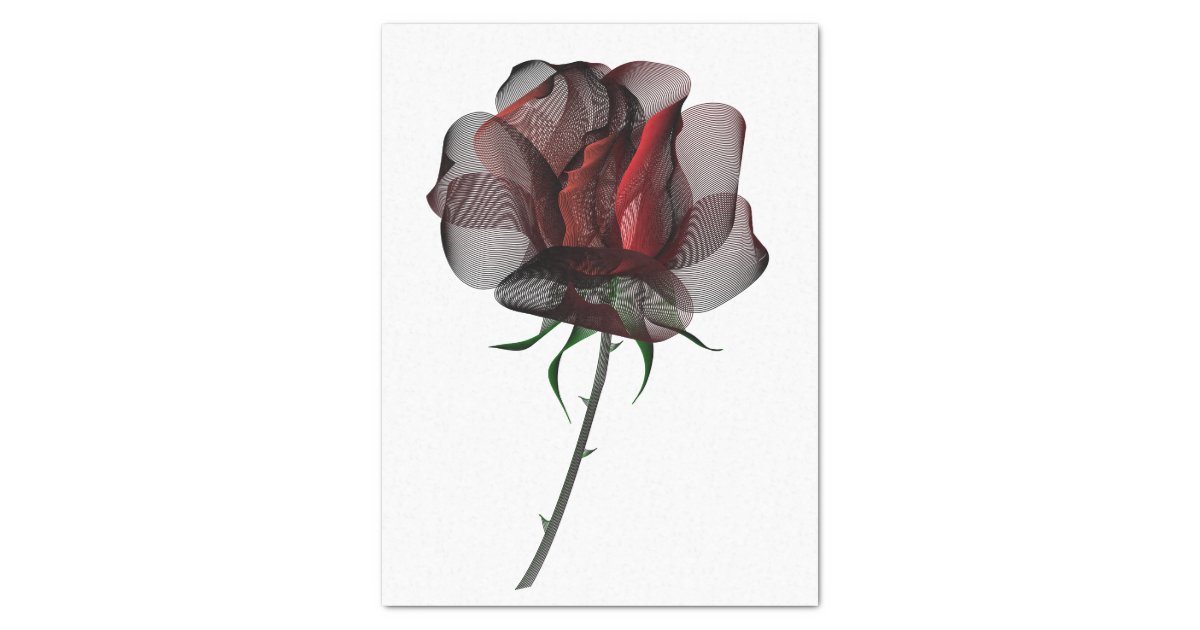 Elegant Rose Black Red White Floral Moiré Minimal Tissue Paper | Zazzle