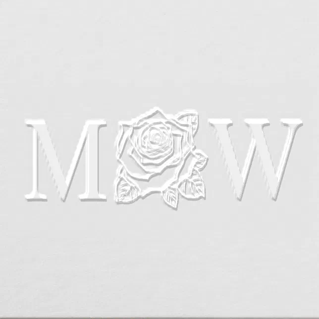 Elegant Rose Bloom Flower 2 Initial Wedding Couple Embosser | Zazzle