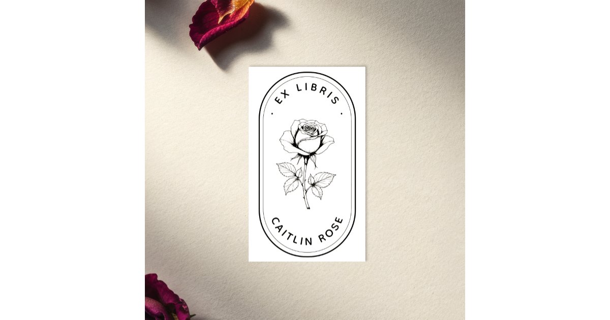 Elegant Rose Ex Libris Bookplate Labels - Custom | Zazzle