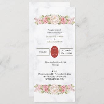 Elegant Rose Flower Wedding Invitation | Zazzle