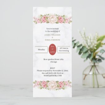 Elegant Rose Flower Wedding Invitation | Zazzle