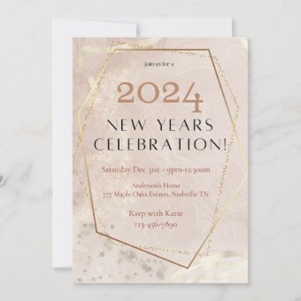 Elegant Rose Gold 2024 New Year Party Invitation | Zazzle