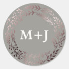 Blush & Rose Gold Framed Floral Wedding Monogram Rectangular Sticker ...