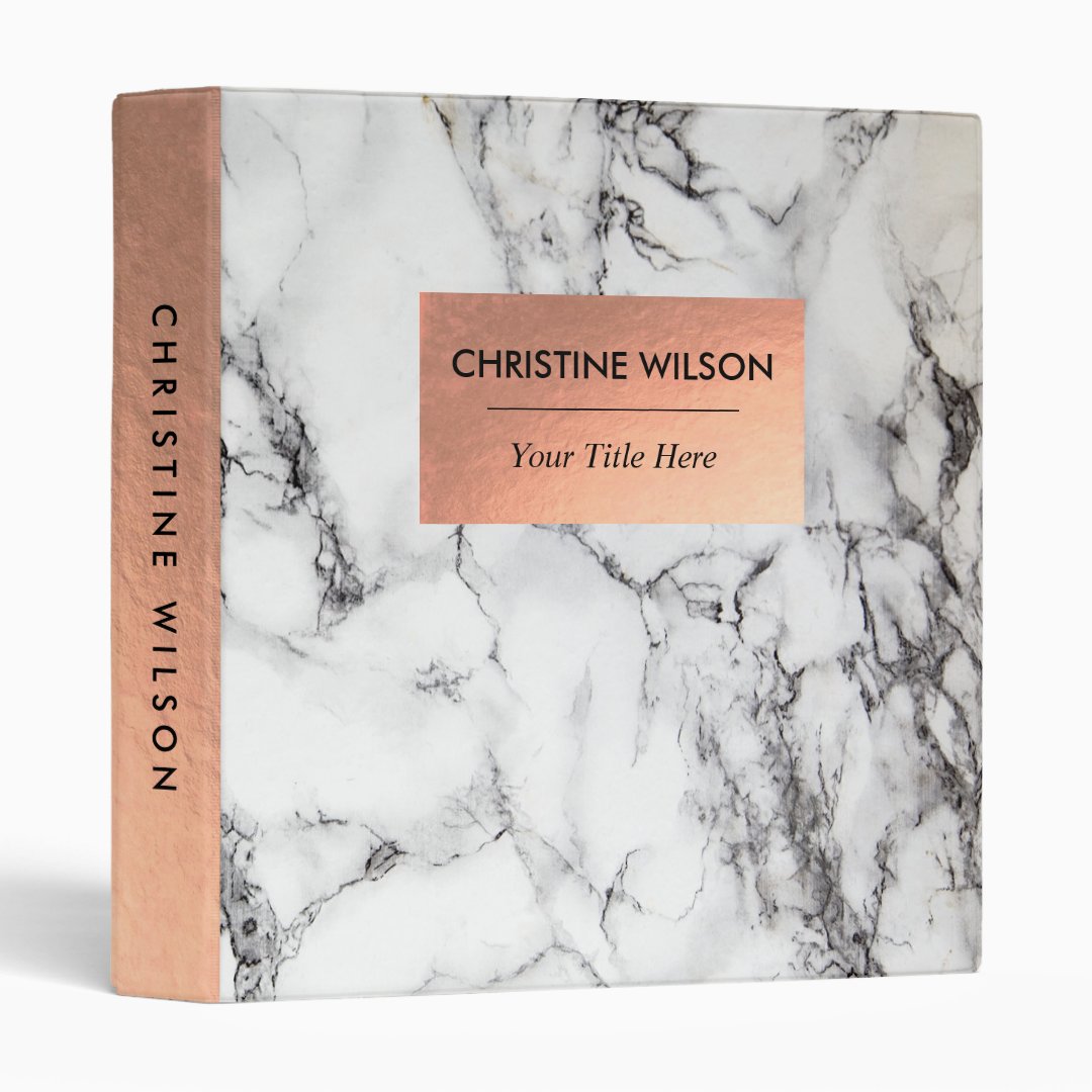 elegant rose gold and white marble stone binder | Zazzle