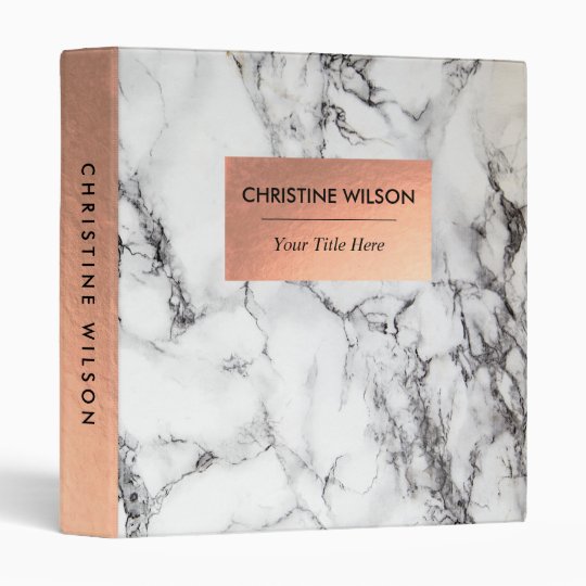 elegant rose gold and white marble stone binder | Zazzle.com