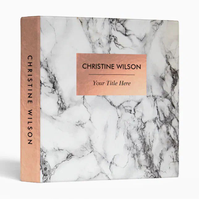 elegant rose gold and white marble stone binder | Zazzle