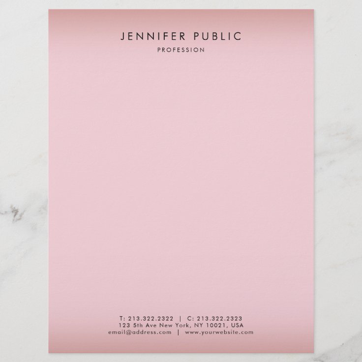 Elegant Rose Gold Background Modern Simple Letterhead | Zazzle