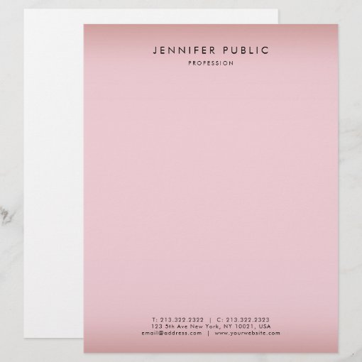 Elegant Rose Gold Background Modern Simple Letterhead | Zazzle