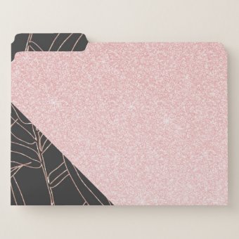 Elegant rose gold bamboo foliage pink design file folder | Zazzle