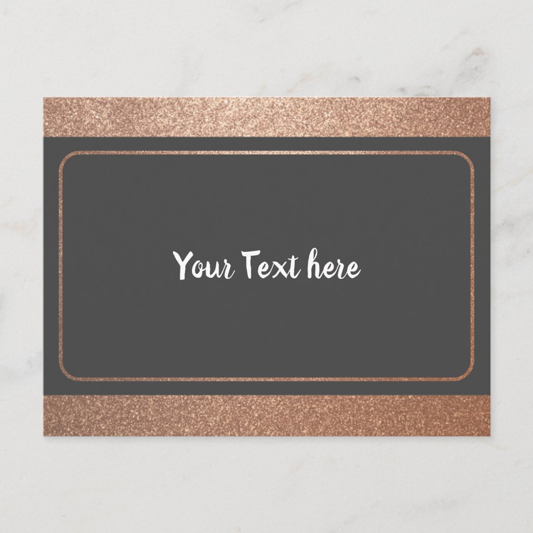 Elegant Rose Gold Border Frame Design Simple Plain Postcard | Zazzle