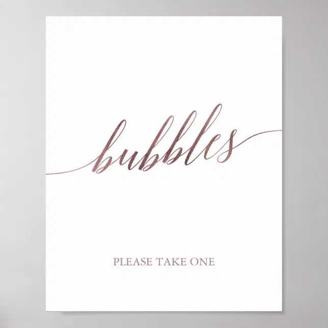 Elegant Rose Gold Calligraphy Bubbles Sign | Zazzle
