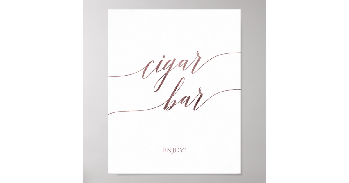 Elegant Rose Gold Calligraphy Cigar Bar Sign | Zazzle