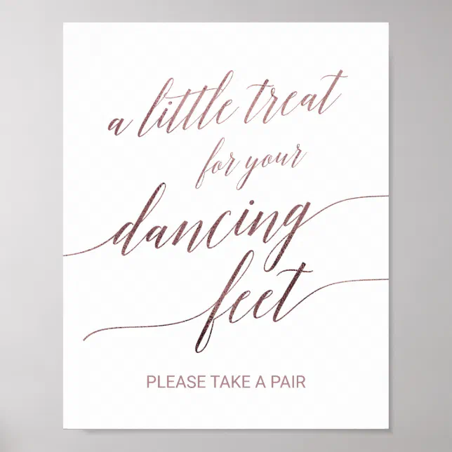 Elegant Rose Gold Calligraphy Dancing Feet Sign | Zazzle