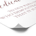 Elegant Rose Gold Calligraphy Dedication Sign | Zazzle
