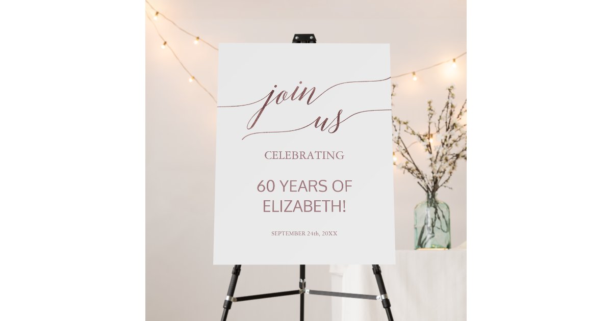 Elegant Rose Gold Calligraphy Join Us Welcome Foam Board | Zazzle