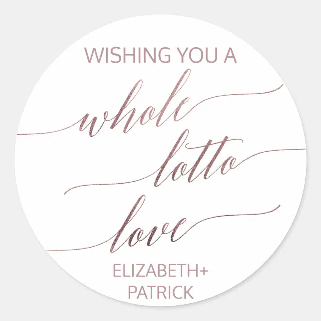 Elegant Rose Gold Calligraphy Lottery Ticket Favor Classic Round ...