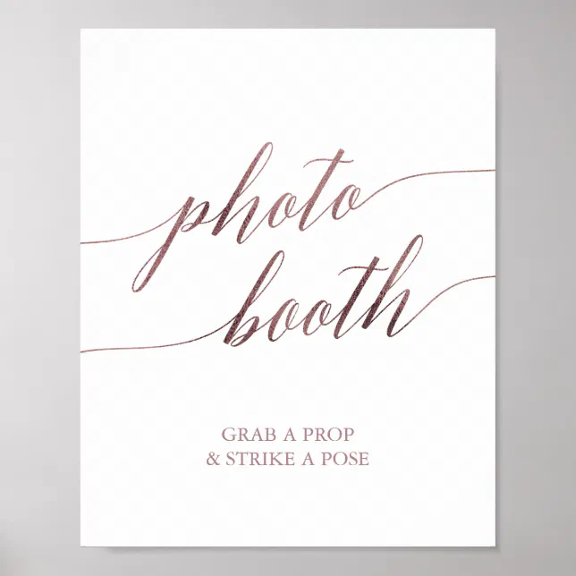 Elegant Rose Gold Calligraphy Photo Booth Sign | Zazzle
