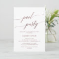 Elegant Rose Gold Calligraphy Pool Party Birthday Invitation | Zazzle