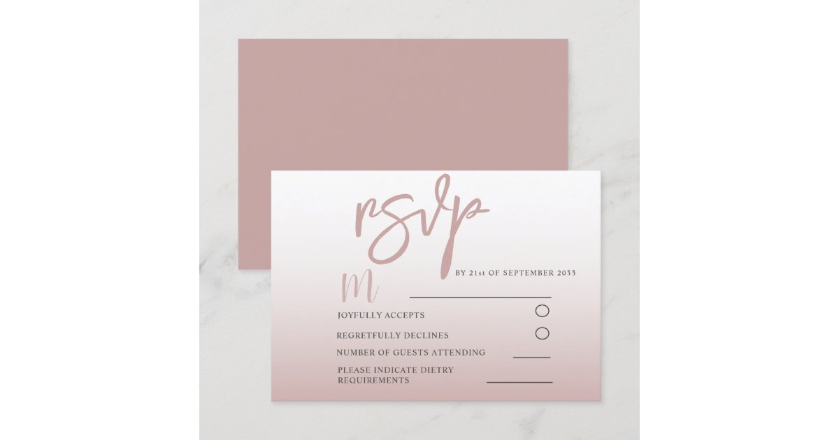 Elegant Rose Gold Calligraphy RSVP Wedding | Zazzle