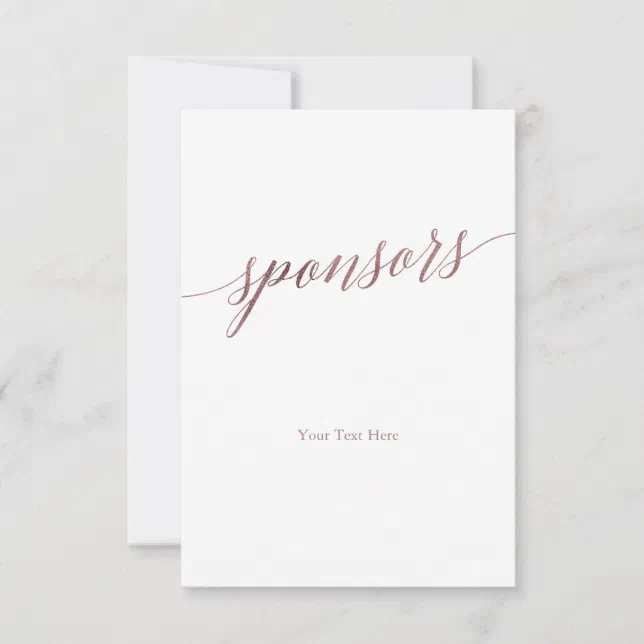 Elegant Rose Gold Calligraphy Sponsors Sign | Zazzle