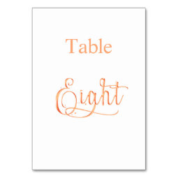 Elegant rose gold calligraphy table eight 8 table number | Zazzle